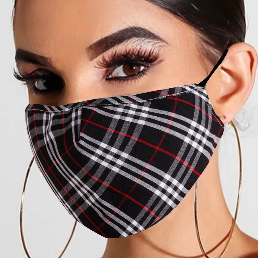 LW COTTON Plaid Print Face Mask Sale | LovelyWholesale