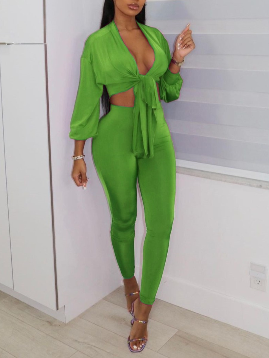 Lw Sxy Waist Tie Skinny Crop Pants Set Sale Lovelywholesale