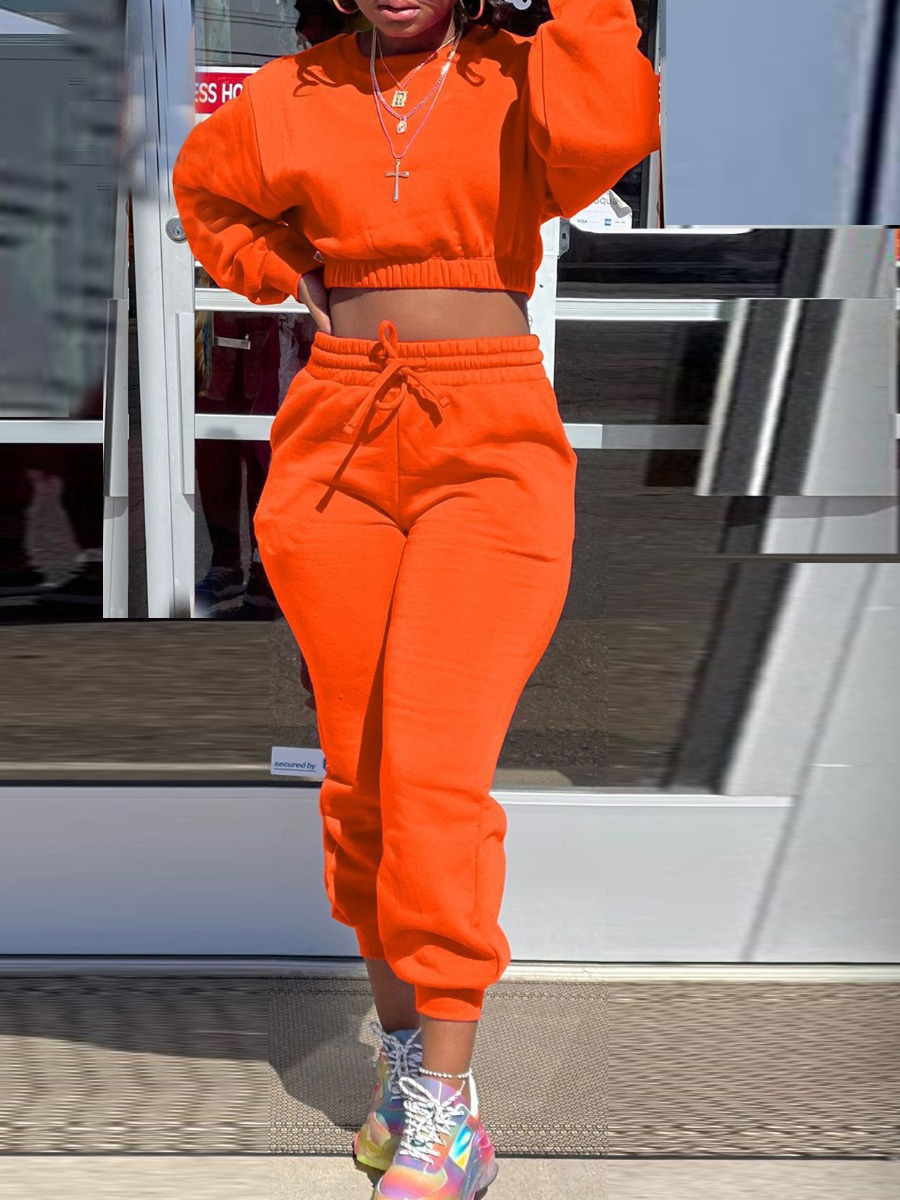 LW Crop Top Drawstring Pants Set Sale | LovelyWholesale
