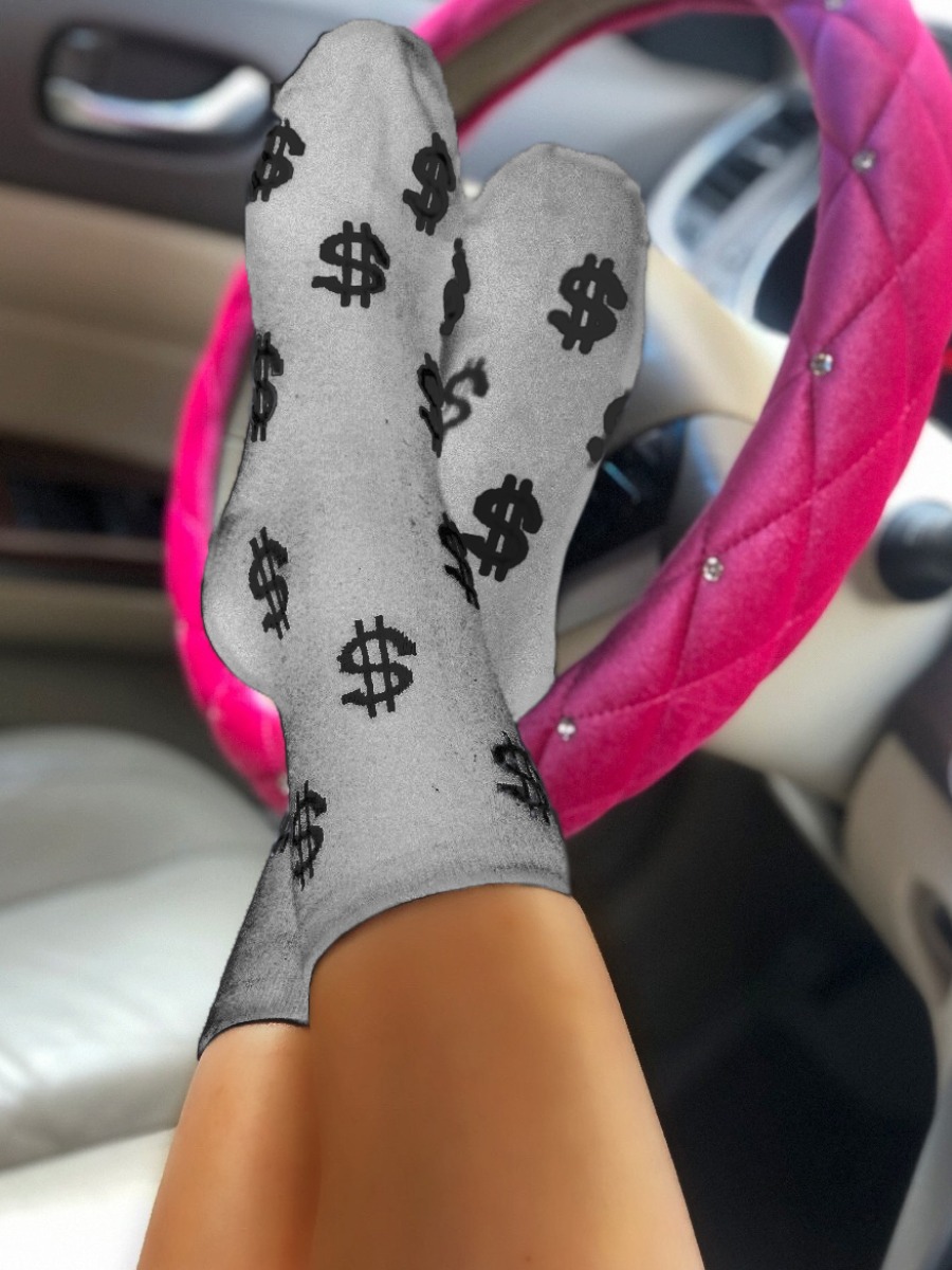 LW COTTON Dollar Sign Socks Sale | LovelyWholesale