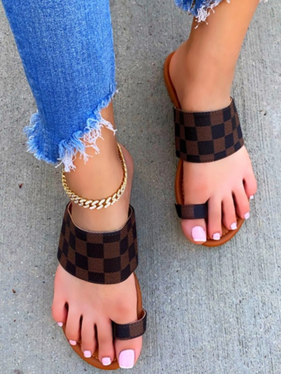 LW Plaid Pattern Slides Sale | LovelyWholesale