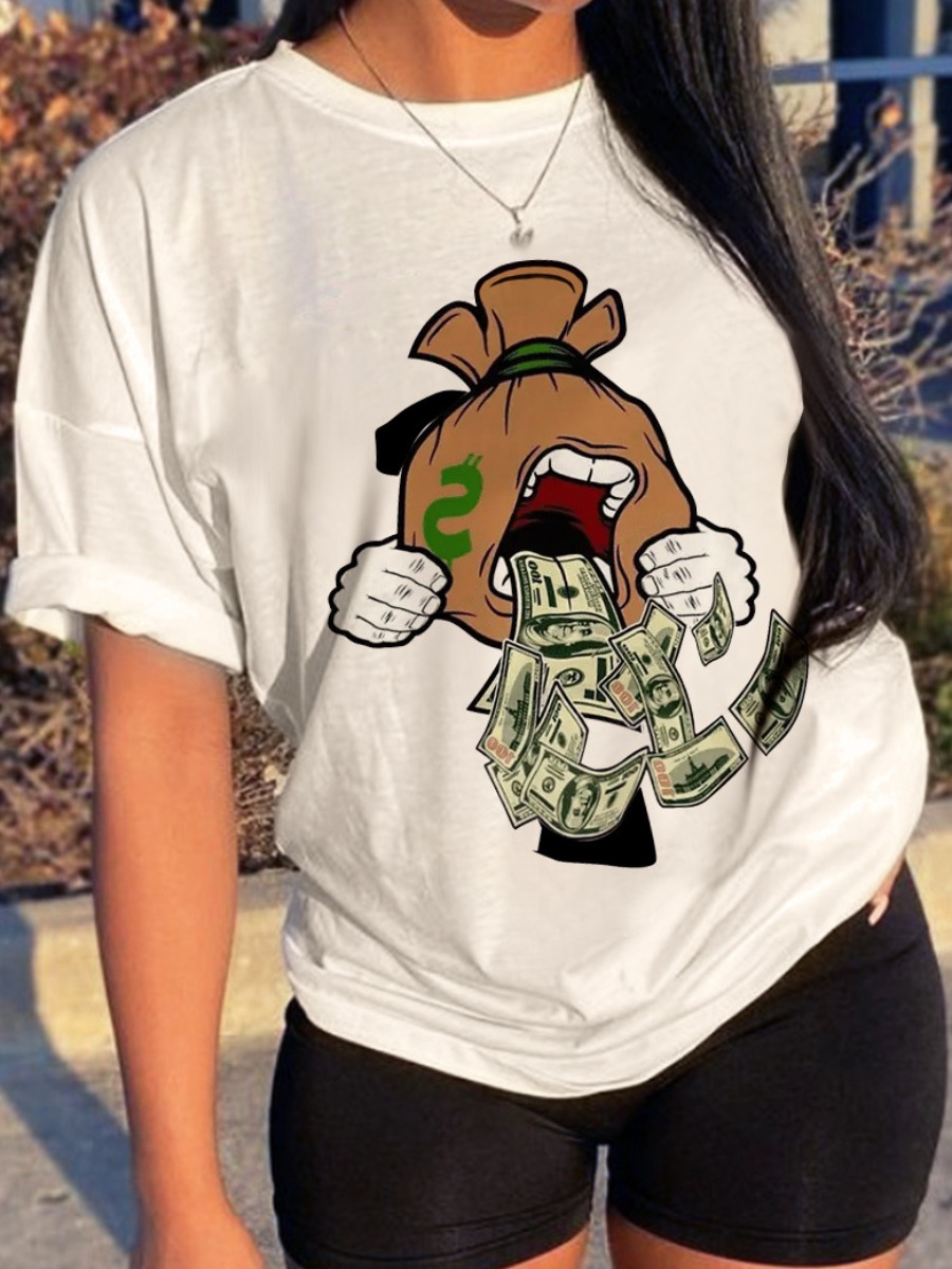 LW COTTON Cartoon Money Print Shorts Set Sale | LovelyWholesale