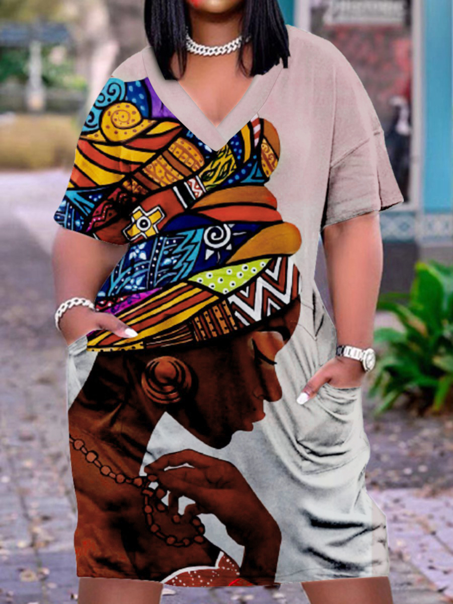 LW Plus Size Figure Print Patchwork Dress Sale | LovelyWholesale