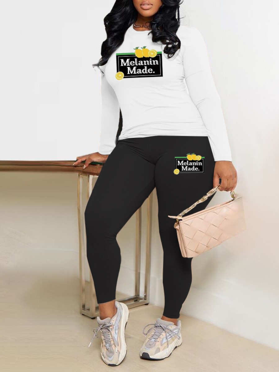 LW Plus Size Lemon Letter Print Pants Set Sale | LovelyWholesale
