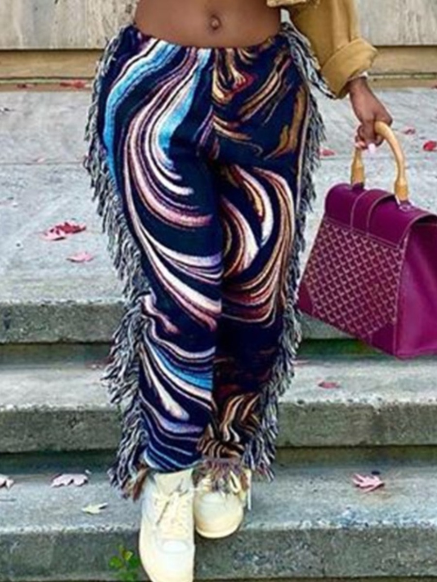 LW Plus Size Striped Tassel Design Pants Sale | LovelyWholesale