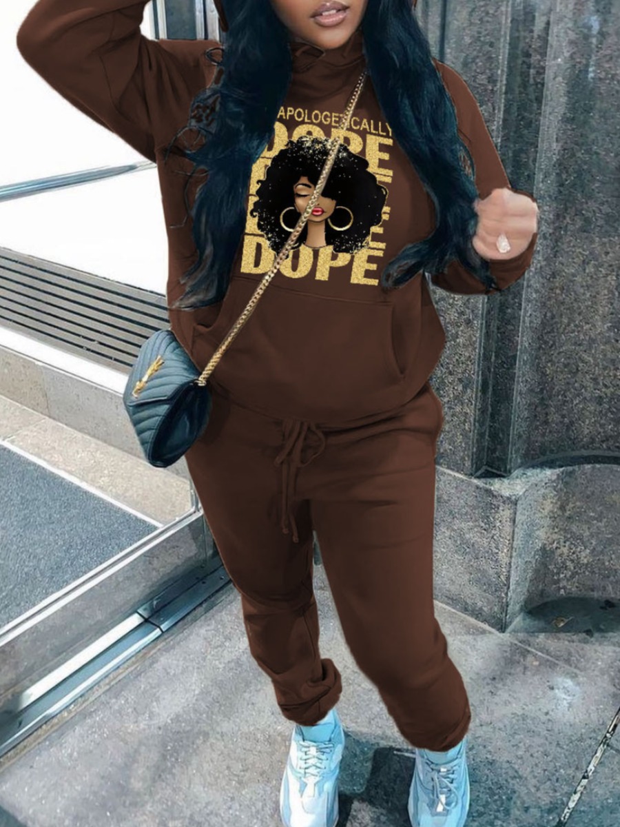 LW Plus Size Figure Dope Letter Print Tracksuit Set Sale | LovelyWholesale