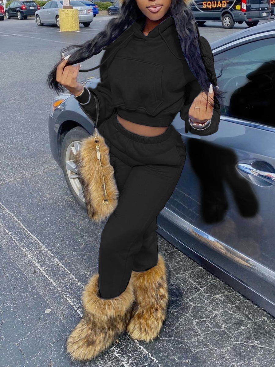 LW None Solid Color Two-piece Pants Set Sale | LovelyWholesale